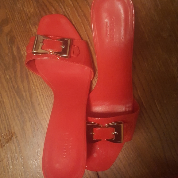 Gucci | Shoes | Red Gucci Sandals Low Heel Size B | Poshmark